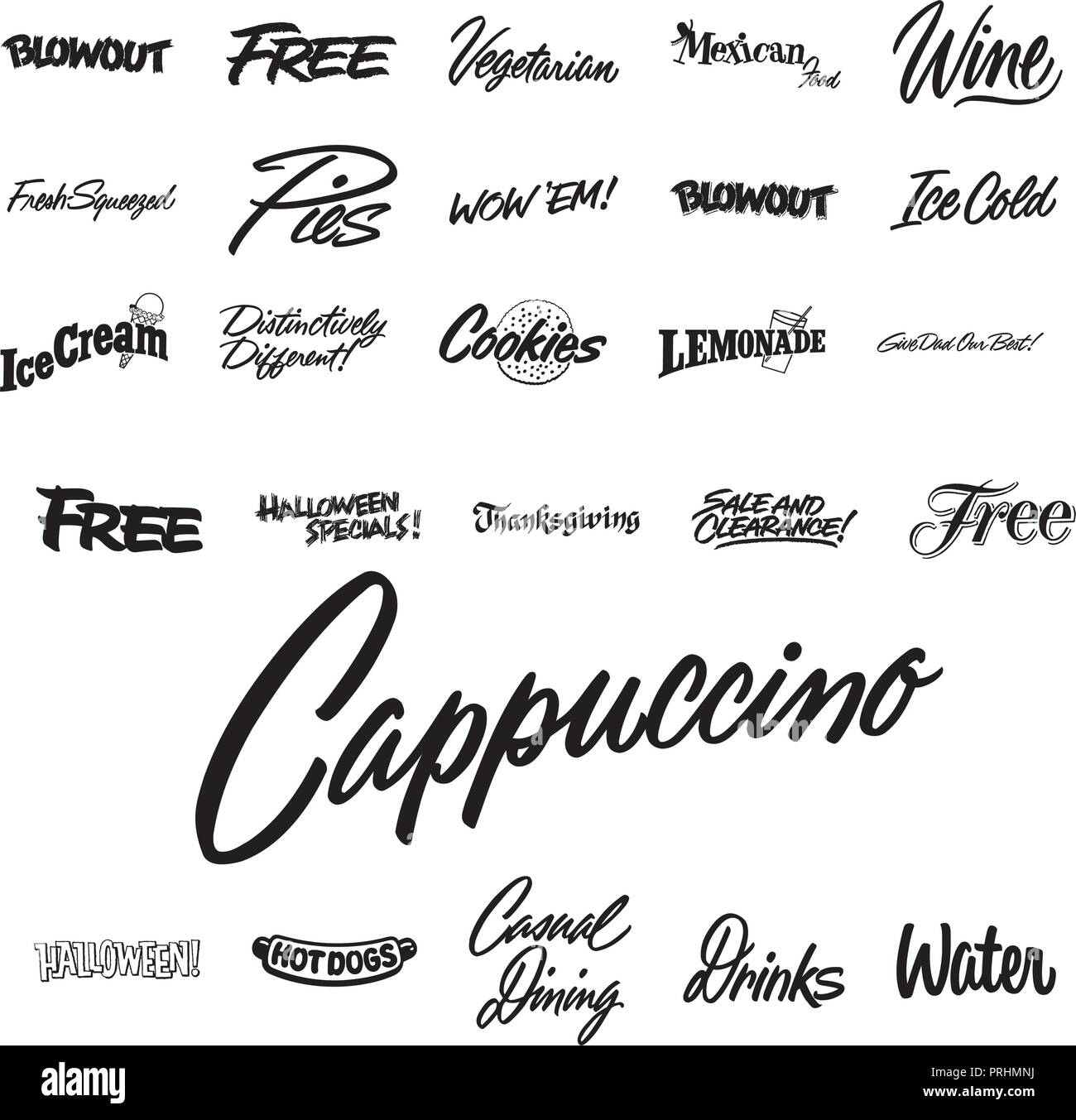 Restaurant advertising sign and lettering promotion concept paint brush ...