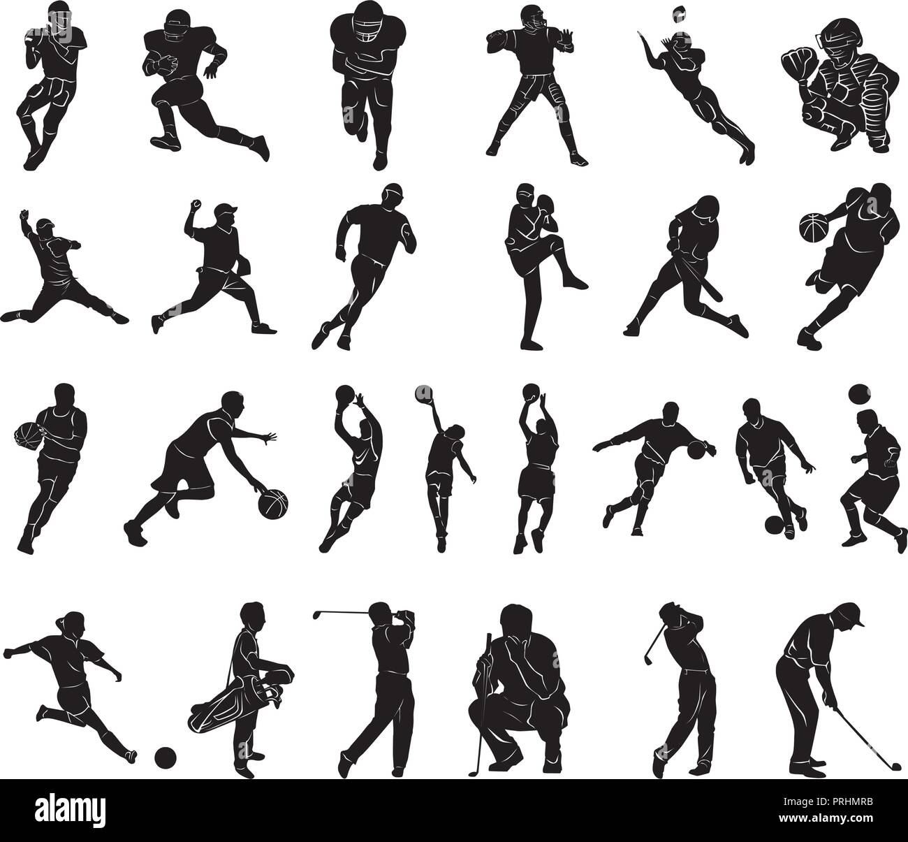 Set of Sports people Silhouettes collection. Vector Illustration Stock ...
