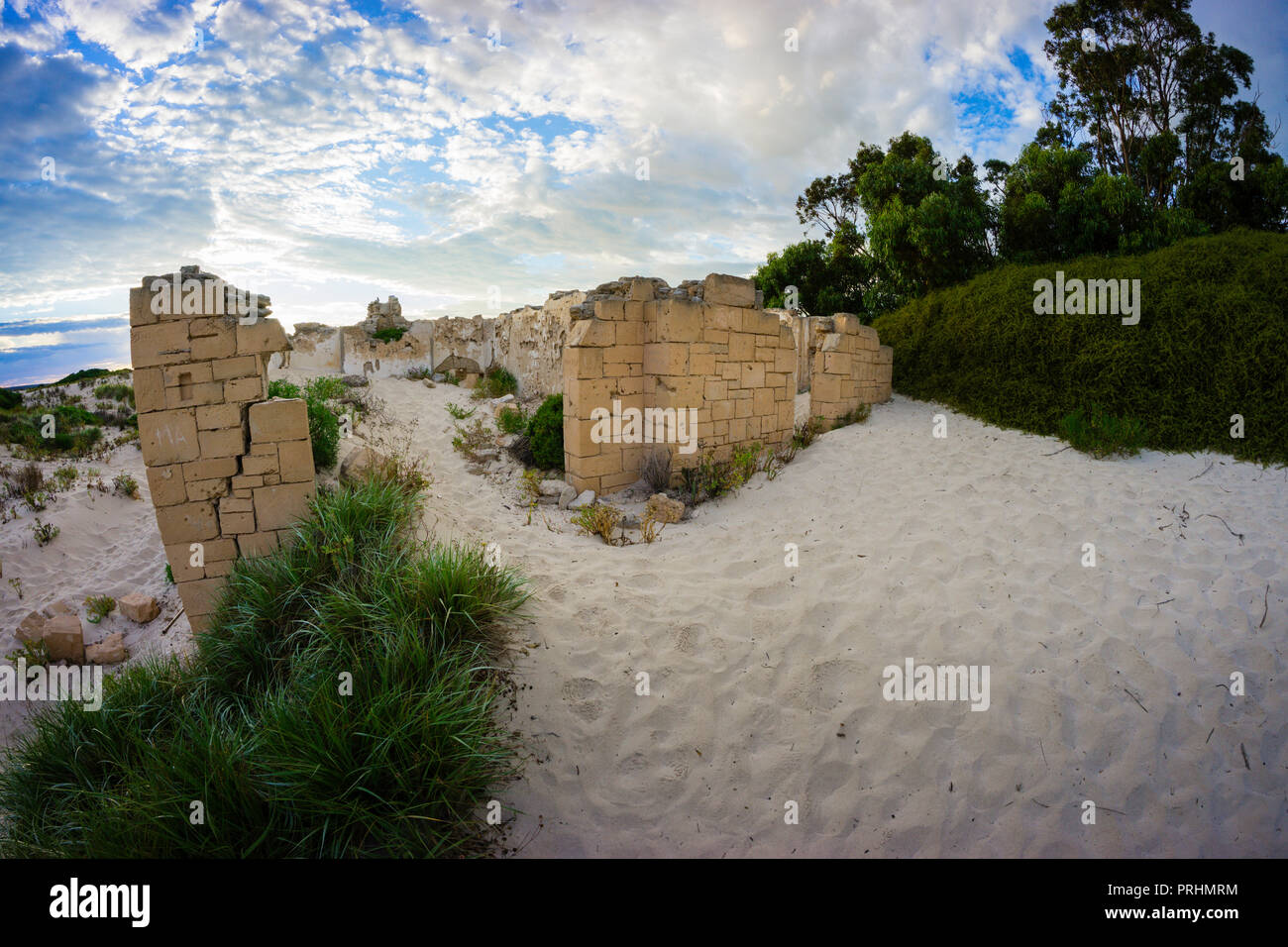 The ruins of the historic Eucla Telegraph Station covered with shifting ...