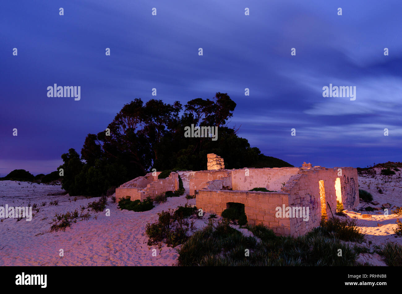 The ruins of the historic Eucla Telegraph Station covered with shifting ...