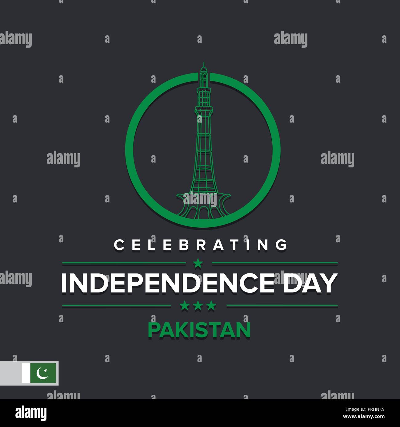 Paksitan Independence day card with green background vector Stock ...
