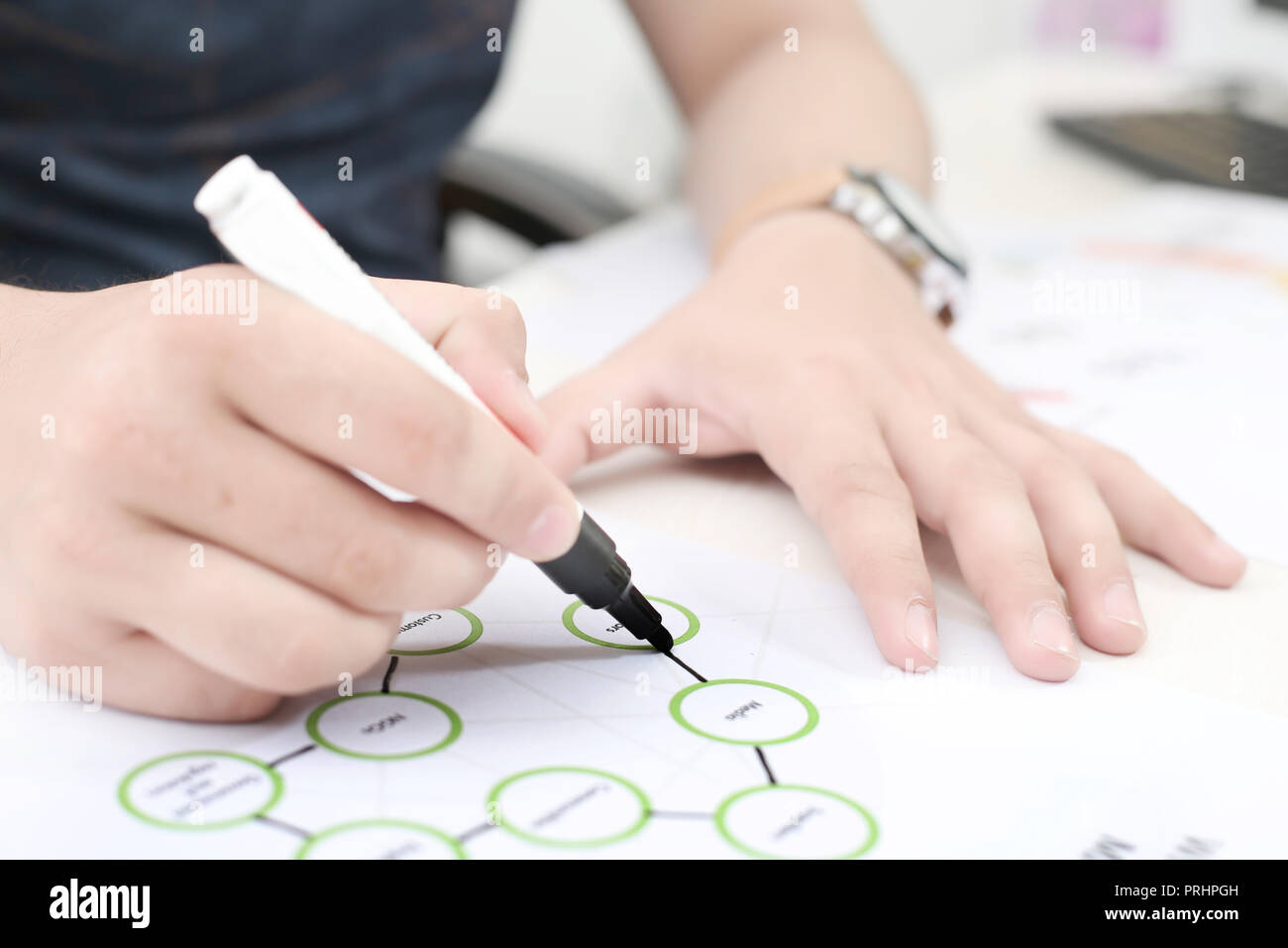 Media Info chart cross checking with marker Stock Photo - Alamy