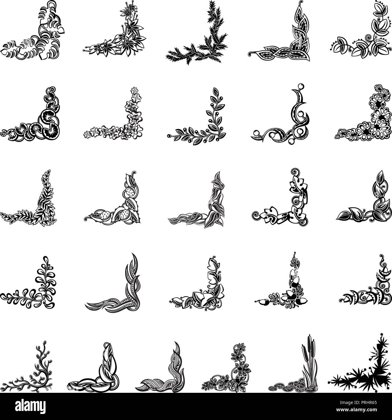 corner frame collection set. Floral elegant Design element vector ...