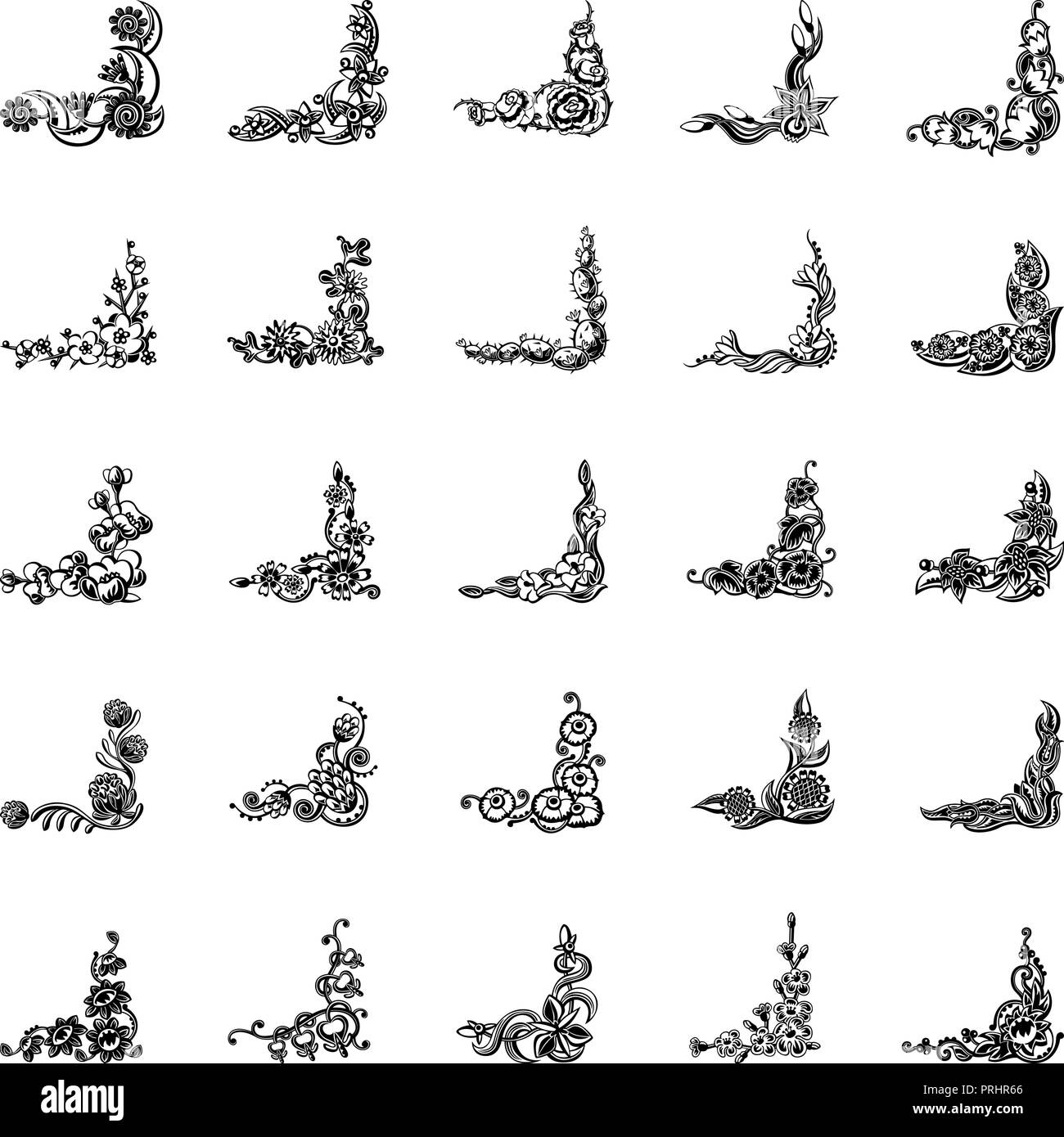 corner frame collection set. Floral elegant Design element vector ...