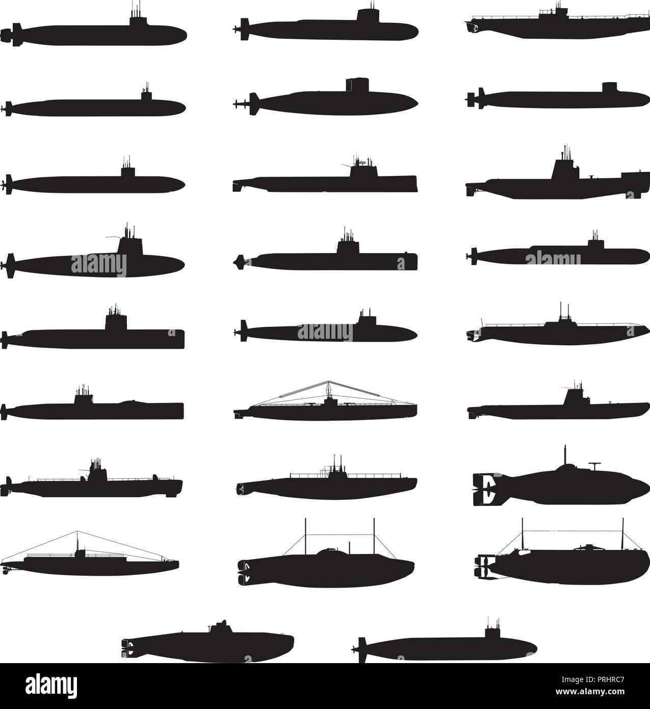 submarine silhouette . Vector Illustration.. Collection set Stock ...
