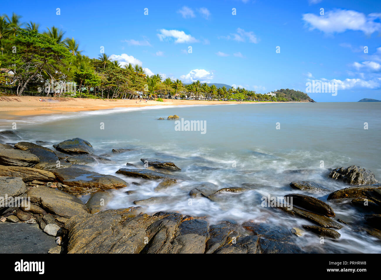 Lapping waves at scenic exotic Trinity Beach, Cairns Northern Beaches ...