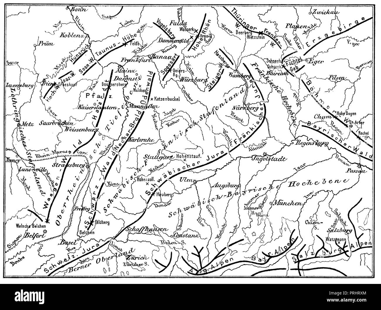 Main mountain ranges of upper Germany Stock Photo - Alamy