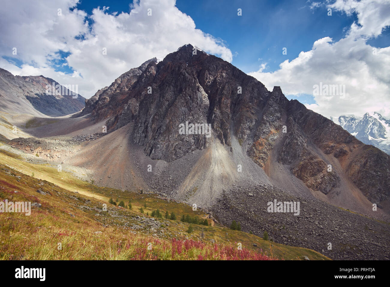 Journey on foot through the mountain valleys. Beauty of wildlife. Altai ...