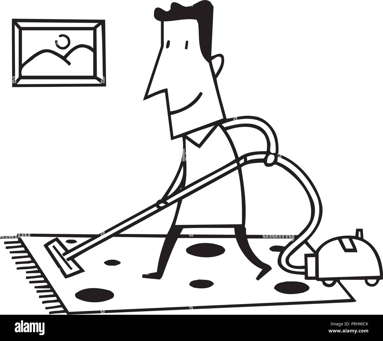 man cleaning carpet. Vector illustration Stock Vector Image & Art - Alamy