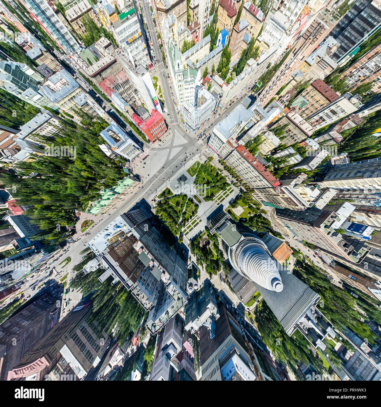 Aerial city view with roads, houses and buildings Stock Photo - Alamy