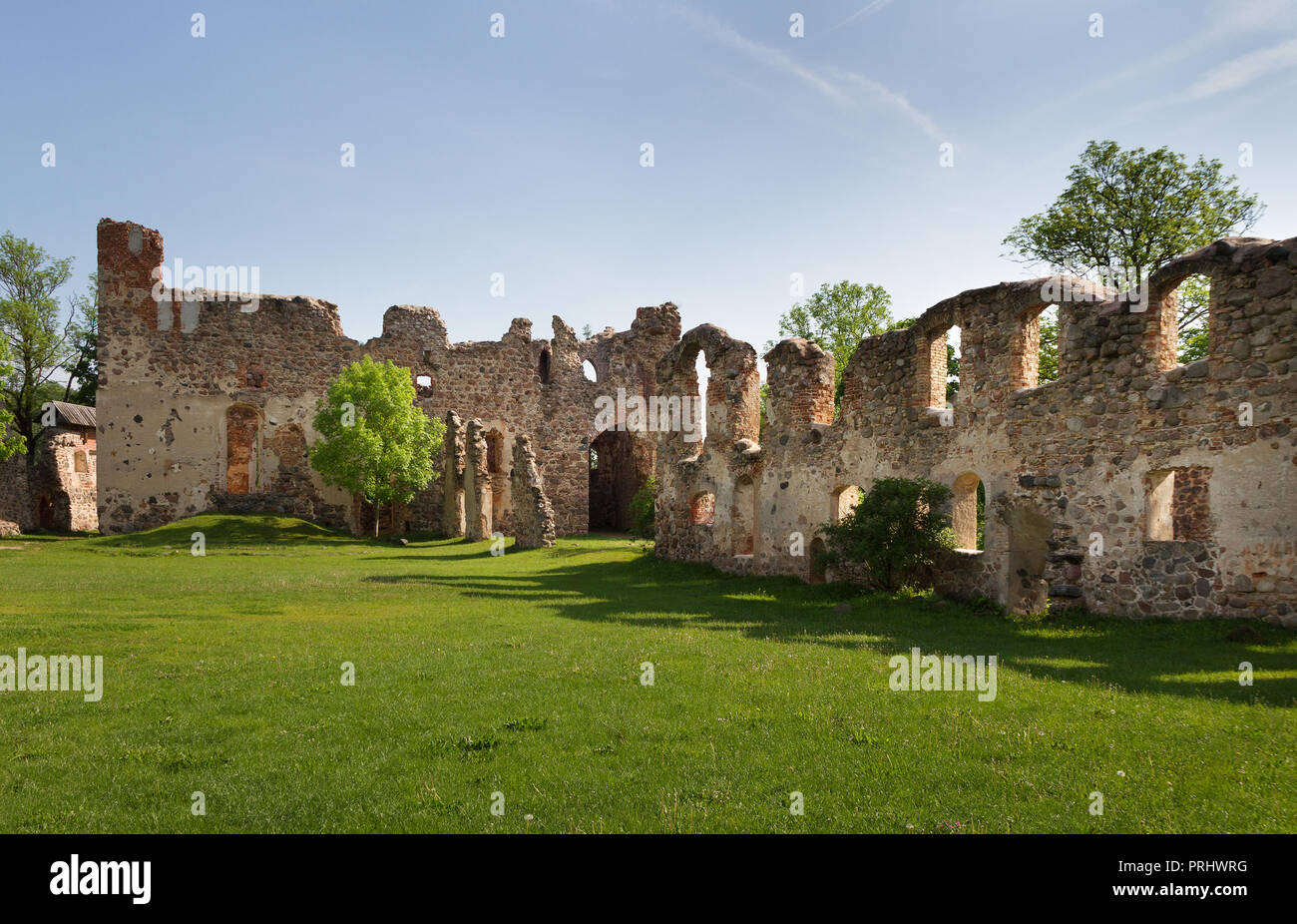 Landscape with ruins in Dobele, Latvia Stock Photo - Alamy
