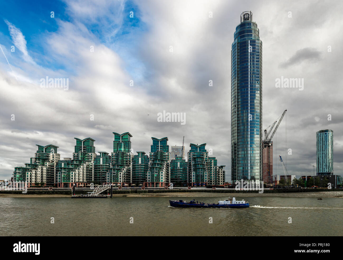 The St. George Wharf residential complex of buildings on the South Bank ...