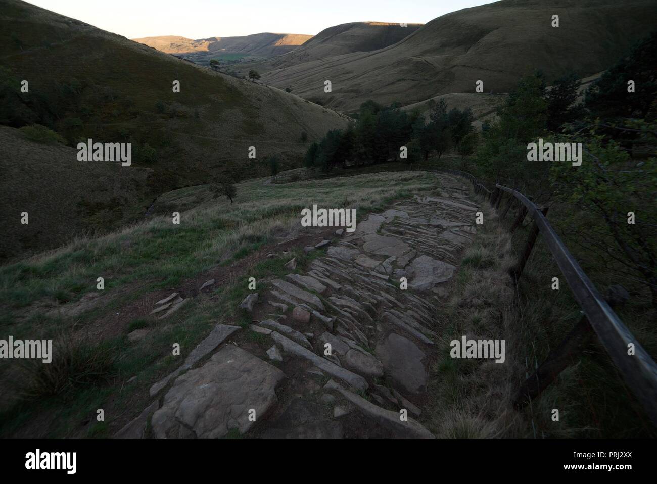 Jacob's Ladder footpath trail down Kinder Scout, Peak District Stock ...