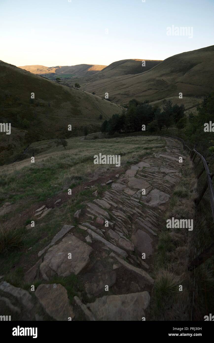 Jacob's Ladder footpath trail down Kinder Scout, Peak District Stock ...