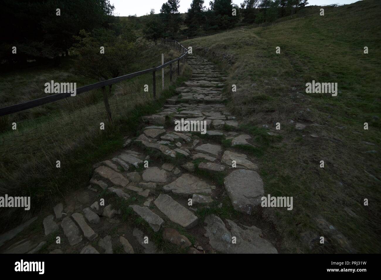 Jacob's Ladder footpath trail down Kinder Scout, Peak District Stock ...