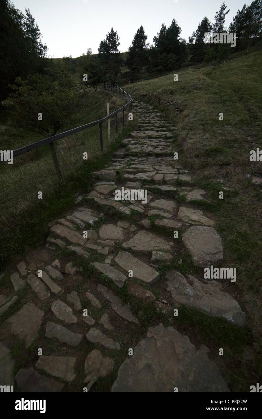 Jacob's Ladder footpath trail down Kinder Scout, Peak District Stock ...