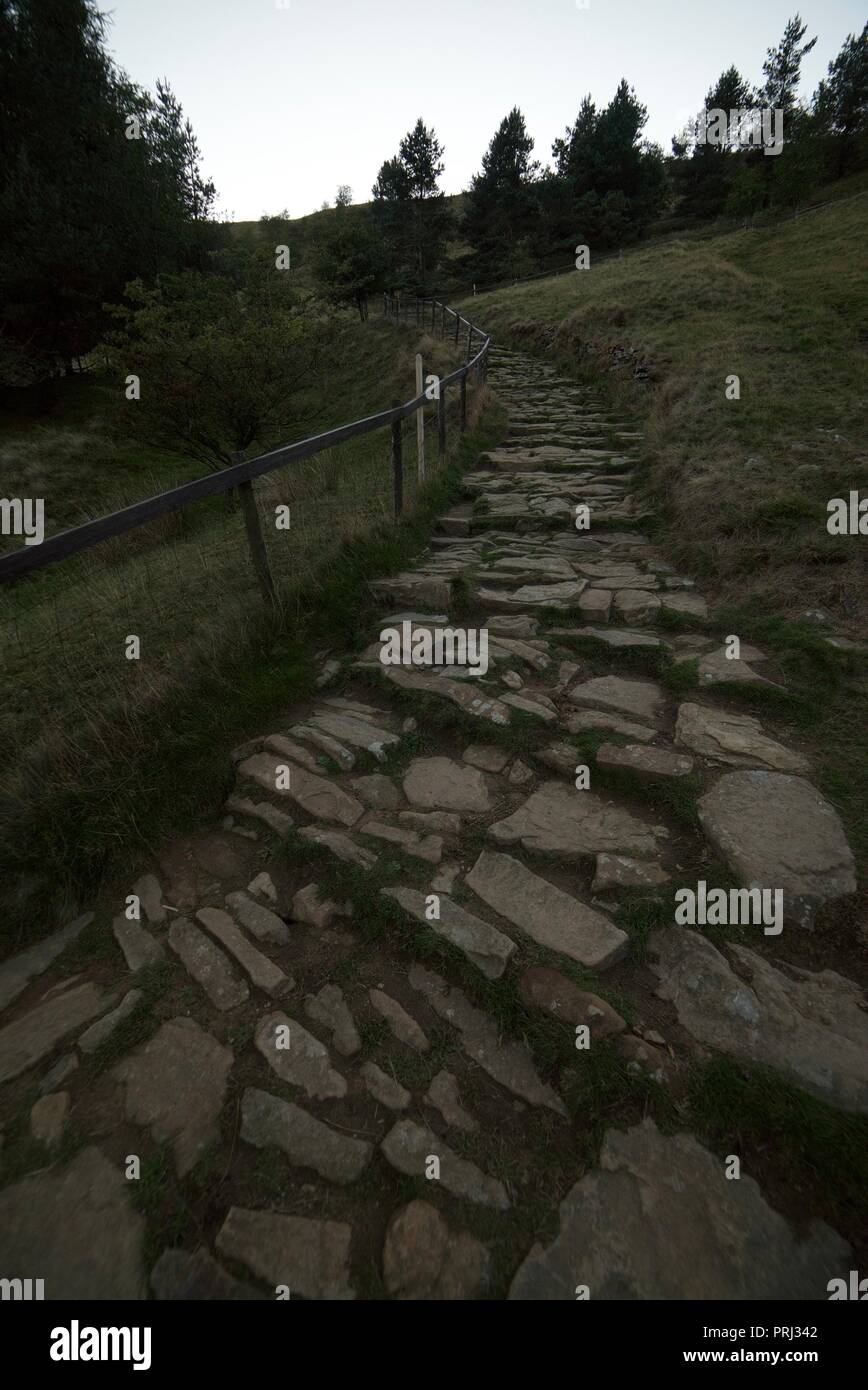 Jacob's Ladder footpath trail down Kinder Scout, Peak District Stock ...
