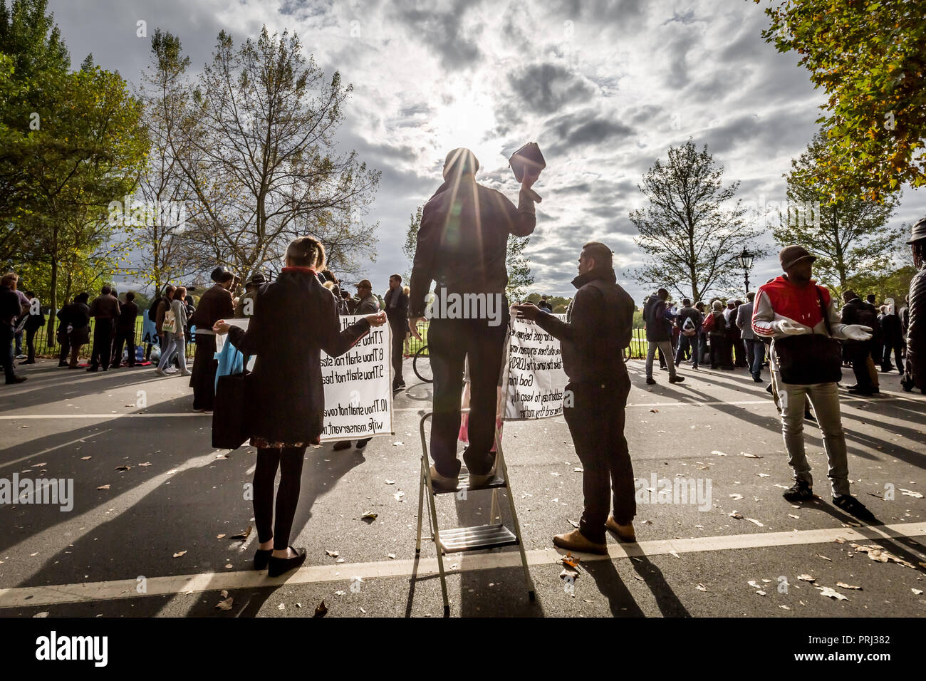 Speakers’ Corner, the public speaking area of Hyde Park in London Stock ...
