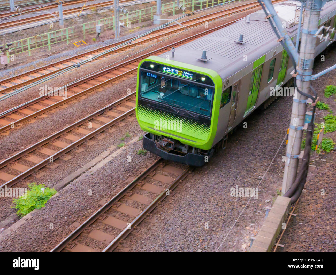 Tokyo, Japan - September 10, 2018: View of Tokyo train from a bridge in ...