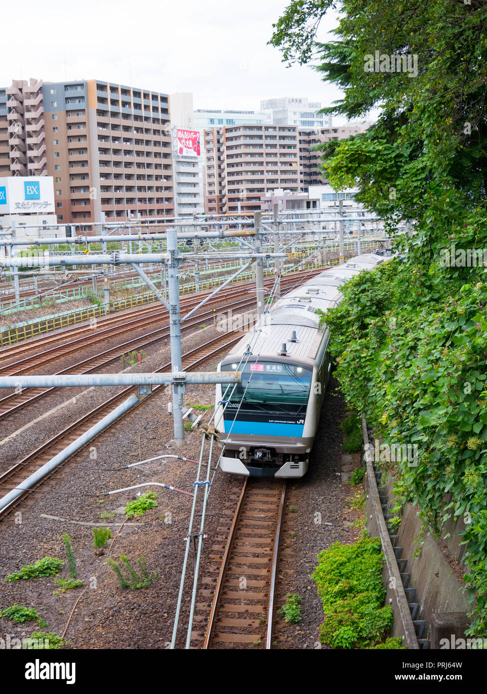 Tokyo, Japan - September 10, 2018: View of Tokyo train from a bridge in ...