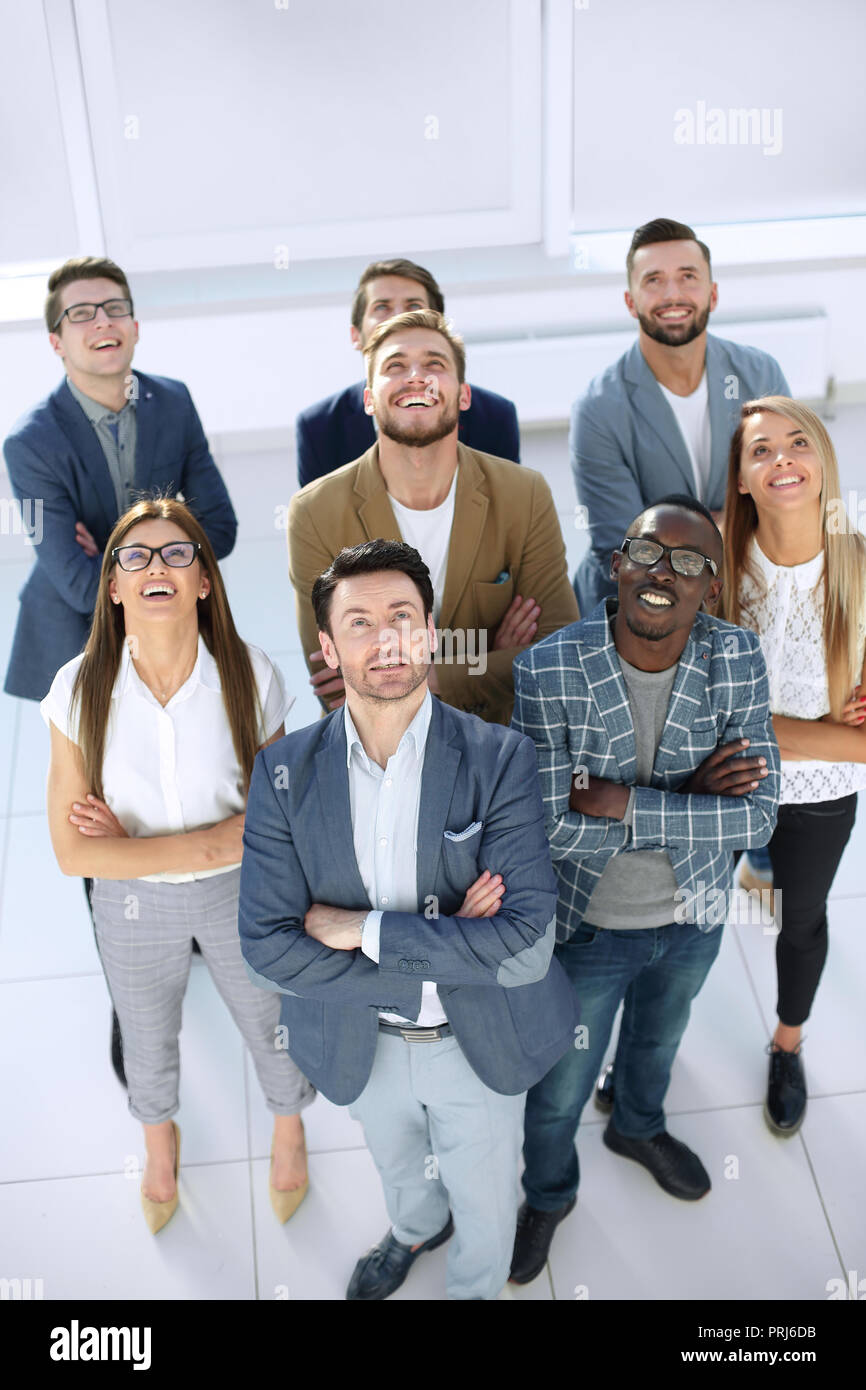 top view .smiling successful business team Stock Photo - Alamy
