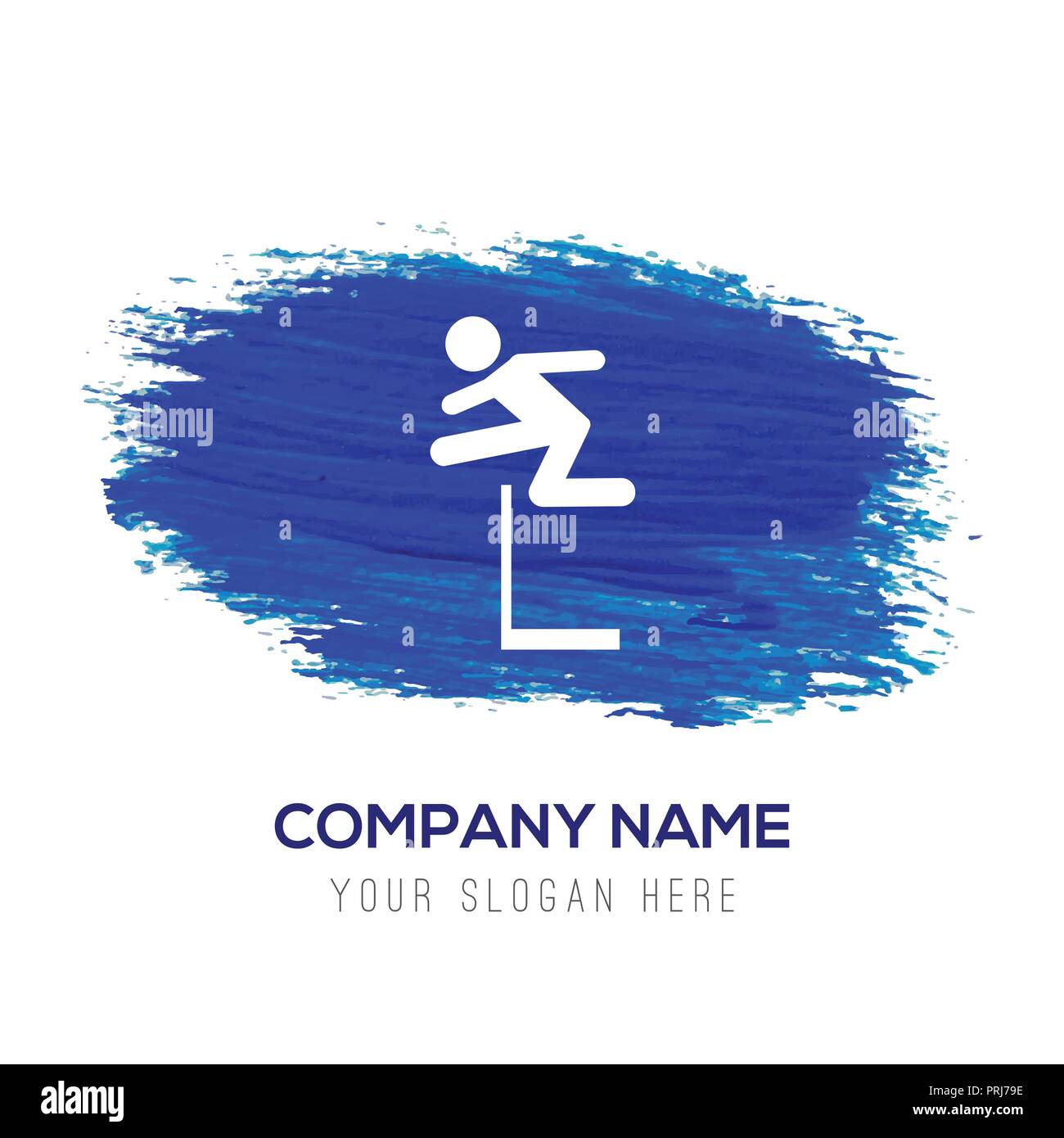 Hurdling Icon - Blue watercolor background Stock Vector Image & Art - Alamy