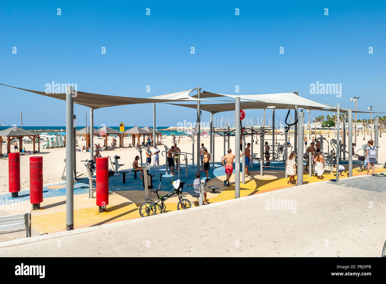 Israel, Tel Aviv - 24 September 2018: Public gym at the beach Stock ...