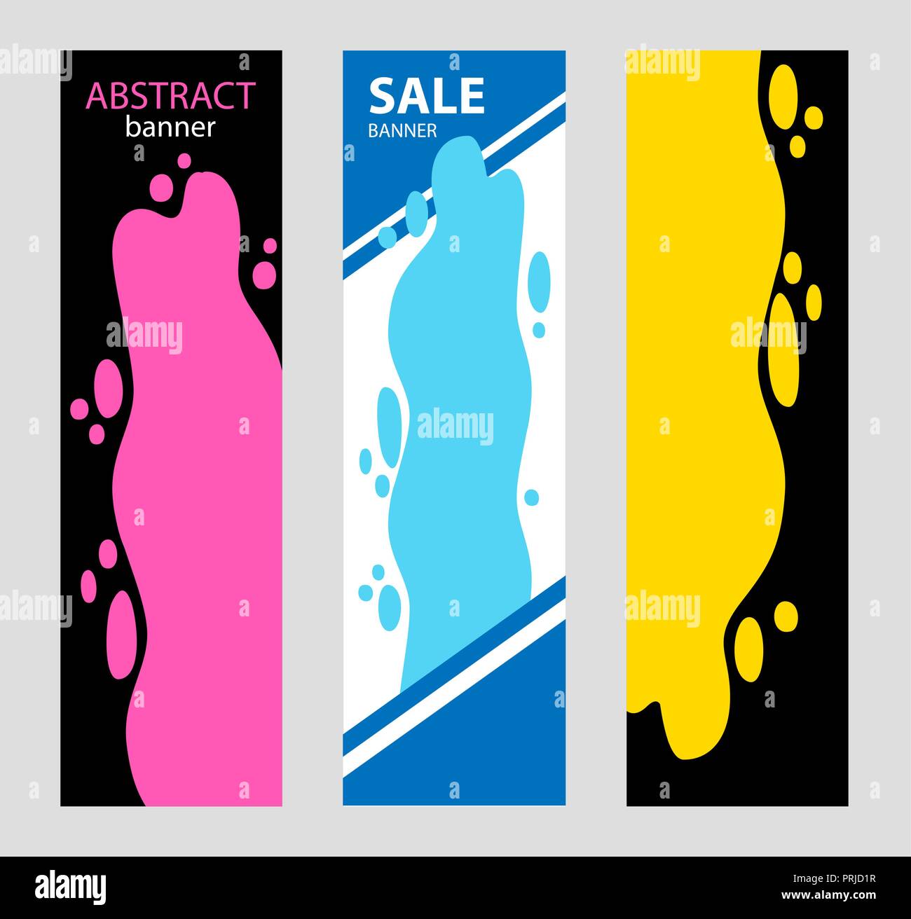 Set vertical Bright Abstract banners. A puddle of water with drops on ...