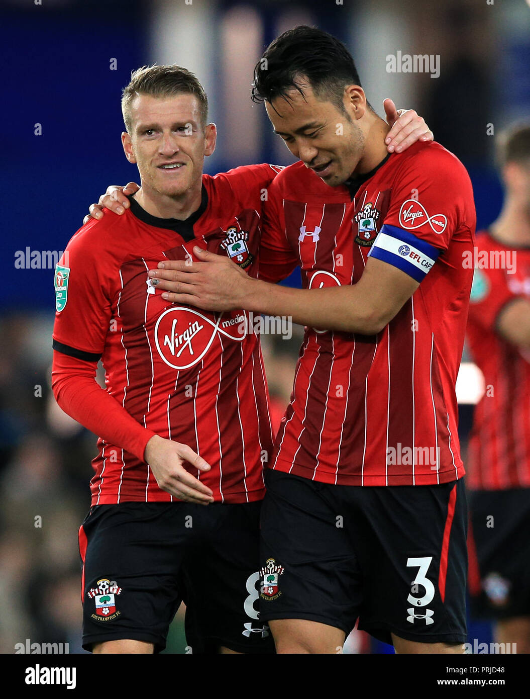 Southampton's Steven Davis (left) and Maya Yoshida react after the ...