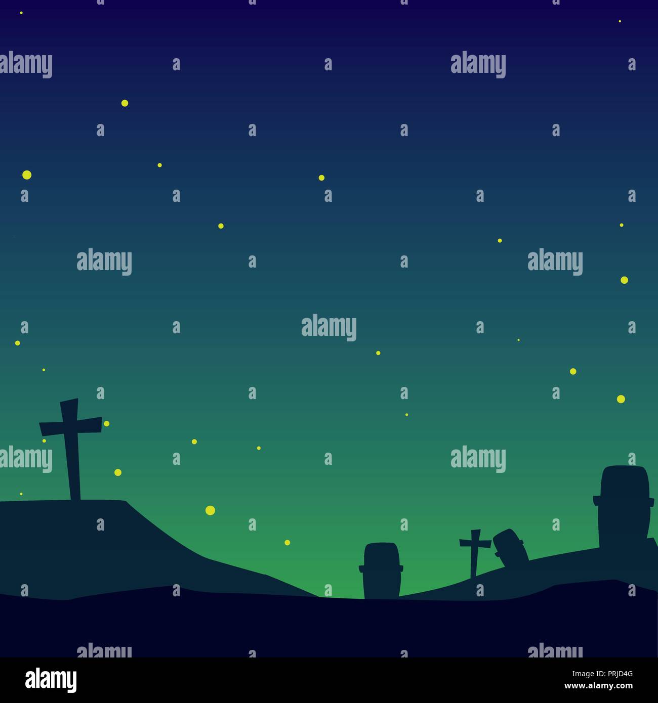 cemetery on night scene vector illustration design Stock Vector Image ...