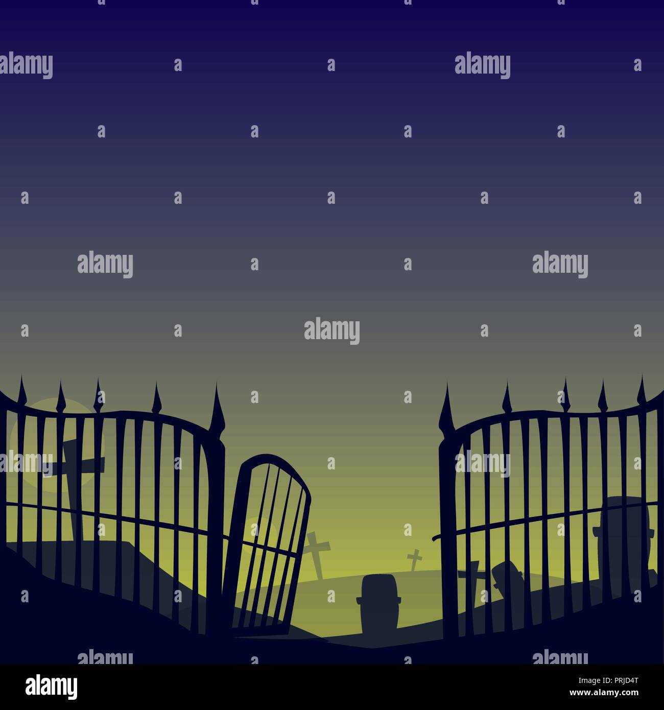 grille cemetery on night scene vector illustration design Stock Vector ...