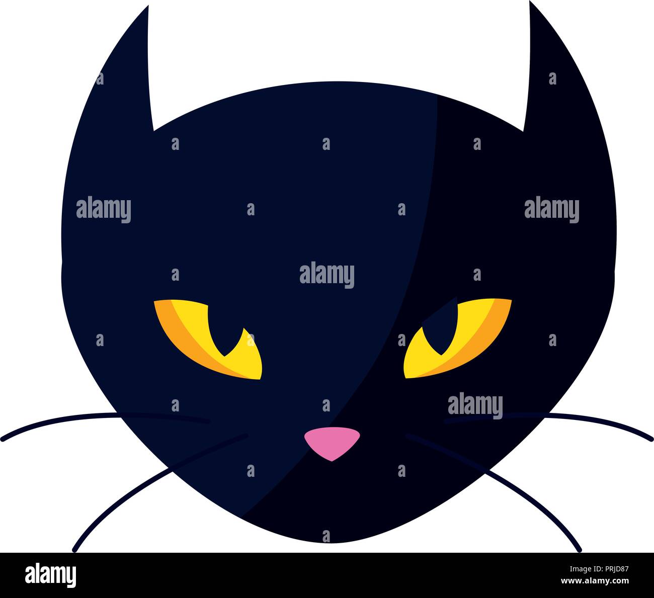 halloween black cat head character vector illustration design Stock ...