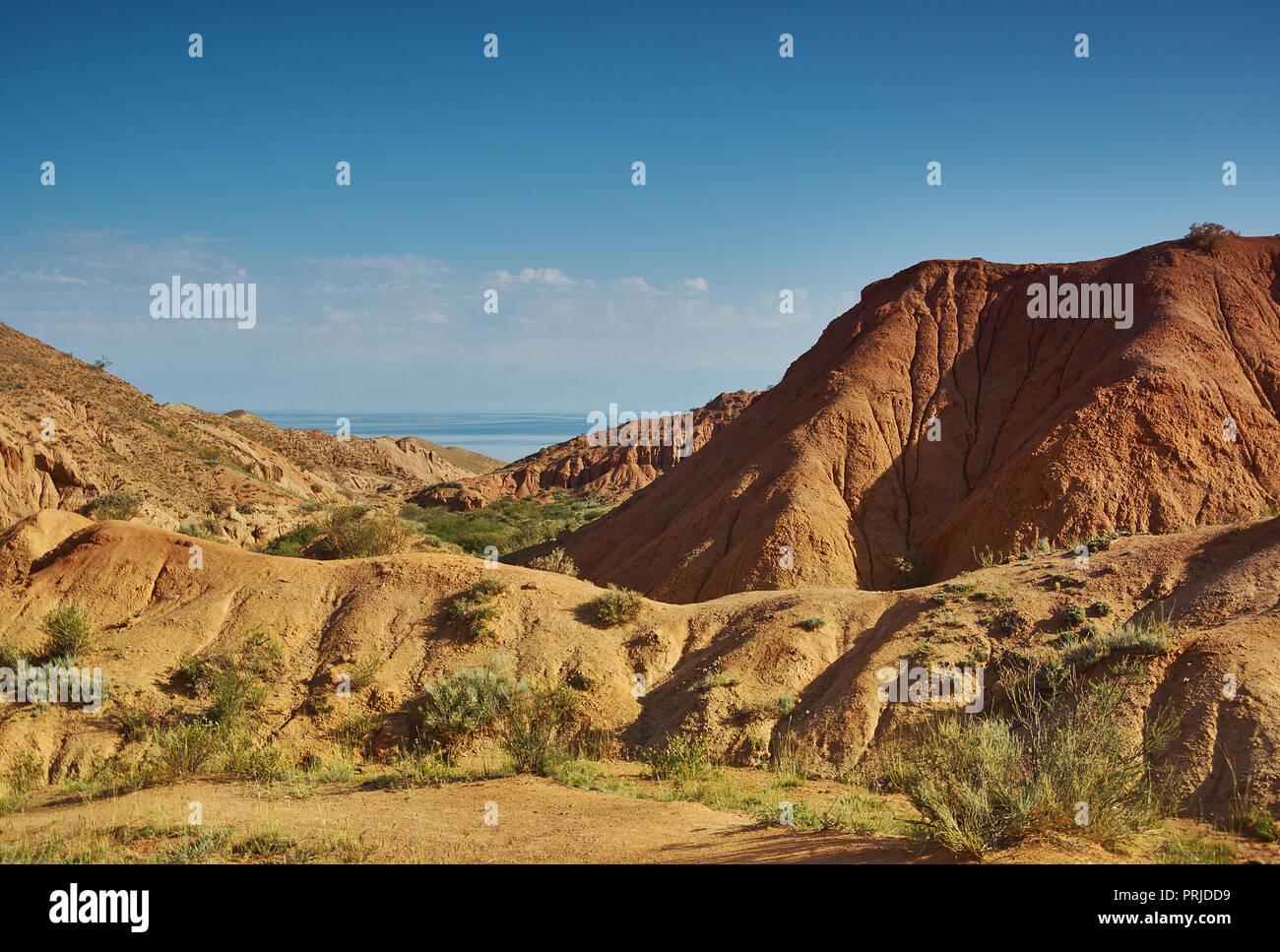 Fairy Tale Canyon, rock formations on the Issyk-Kul lake. Kyrgyzstan ...