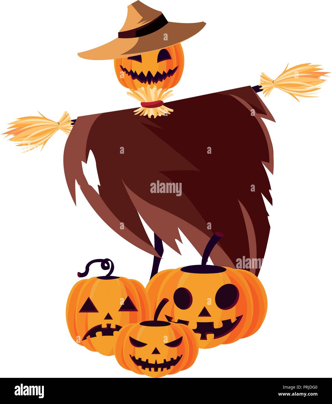 halloween scarecrow character icon vector illustration design Stock ...