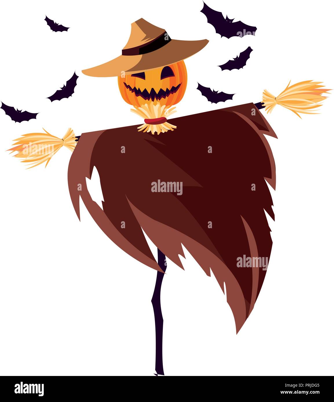 halloween scarecrow character icon vector illustration design Stock ...