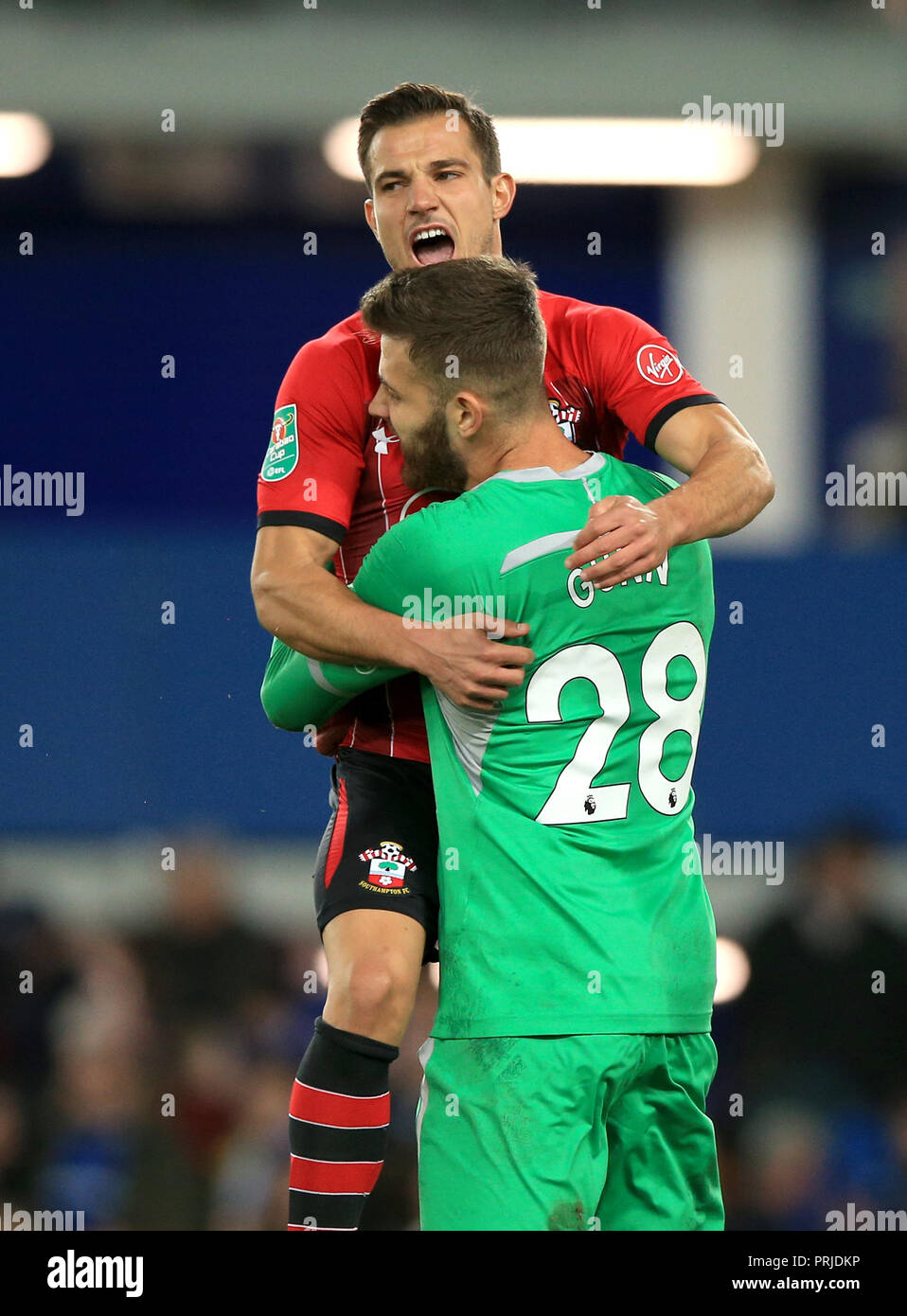 Southampton's Cedric Soares and goalkeeper Angus Gunn celebrate after ...