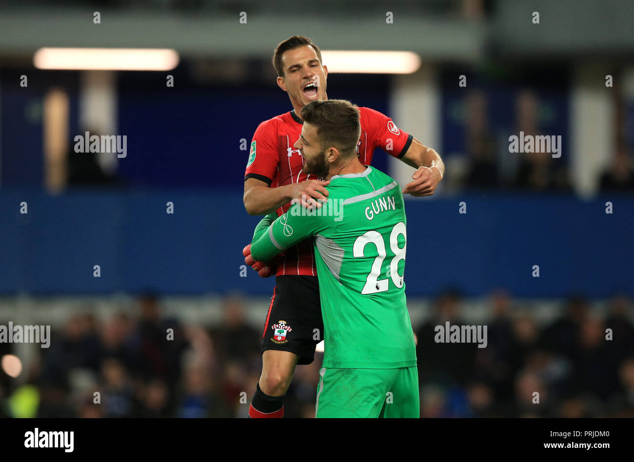 Southampton's Cedric Soares and goalkeeper Angus Gunn celebrate after ...