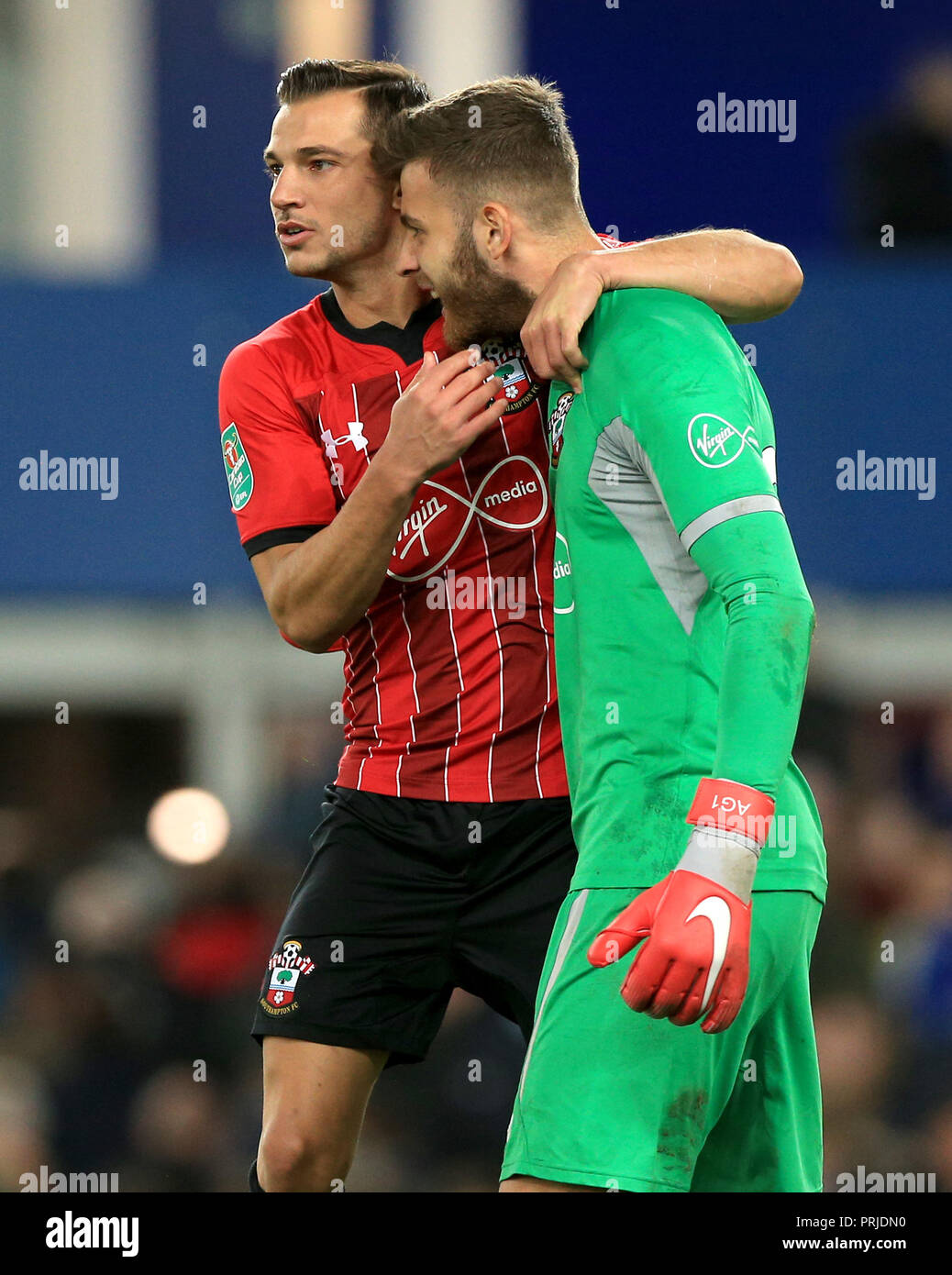 Southampton's Cedric Soares and goalkeeper Angus Gunn celebrate after ...