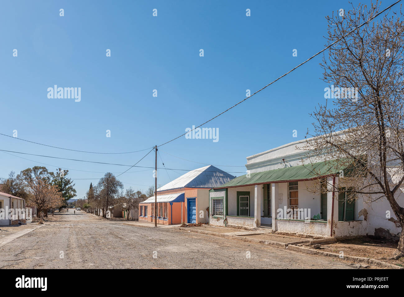 PHILLIPSTOWN, SOUTH AFRICA, AUGUST 6, 2018: A street scene, with ...