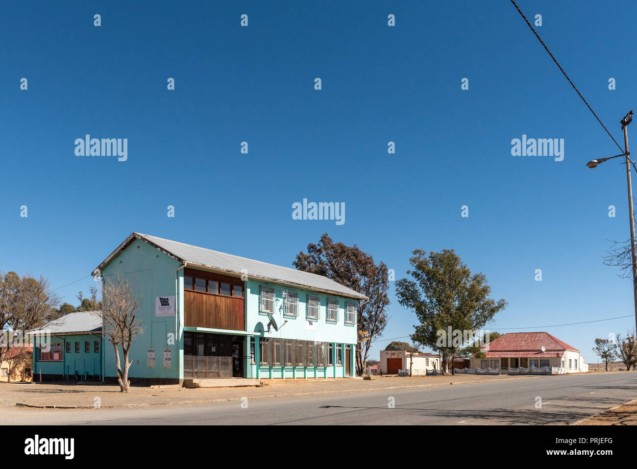 PHILLIPSTOWN, SOUTH AFRICA, AUGUST 6, 2018: A street scene, with an ...