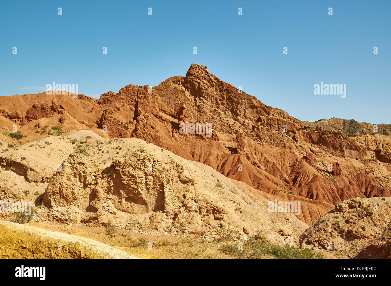 Fairy Tale Canyon, rock formations on the Issyk-Kul lake. Kyrgyzstan ...