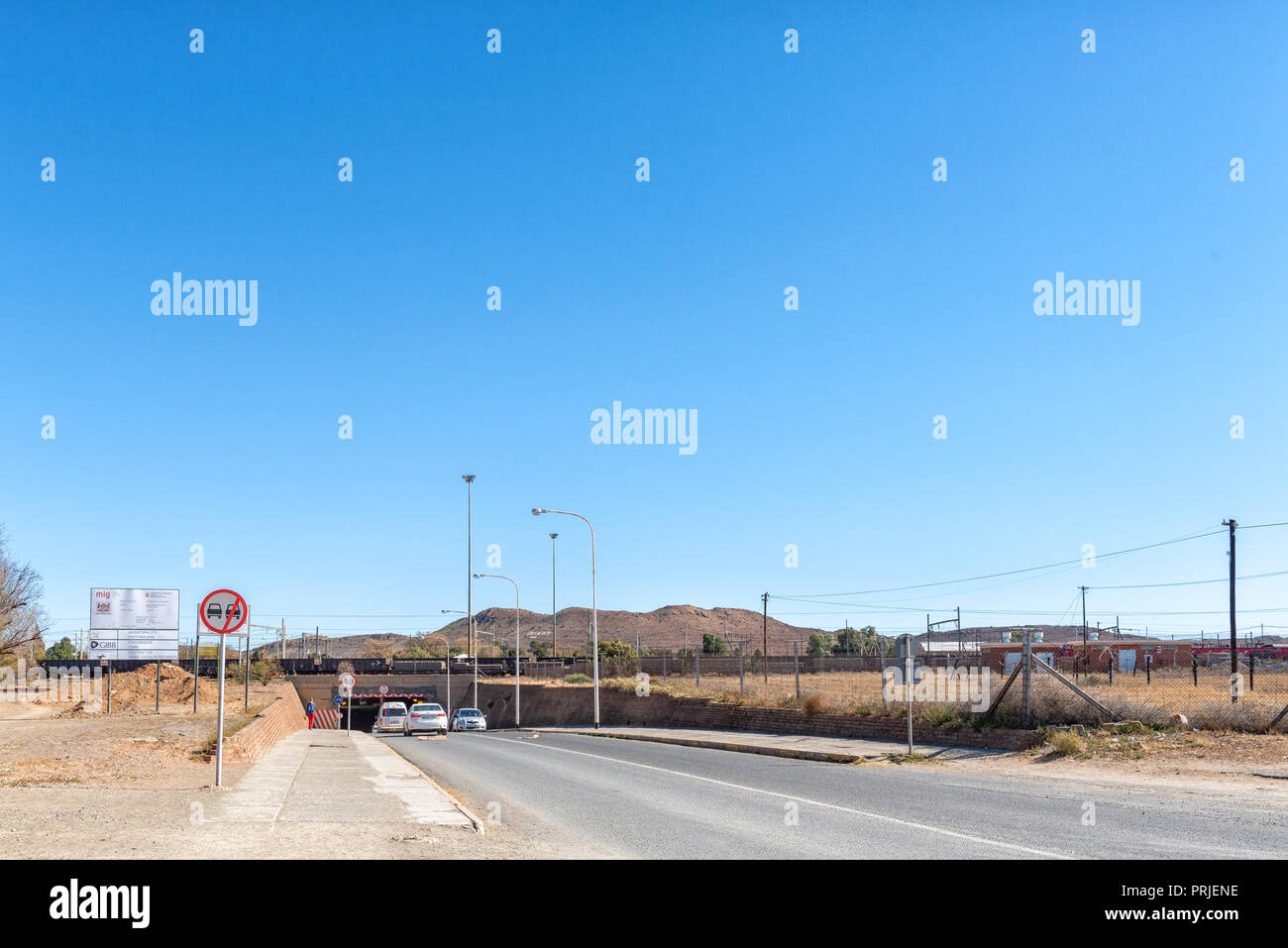 DE AAR, SOUTH AFRICA, AUGUST 6, 2018: A road subway in De Aar in the ...