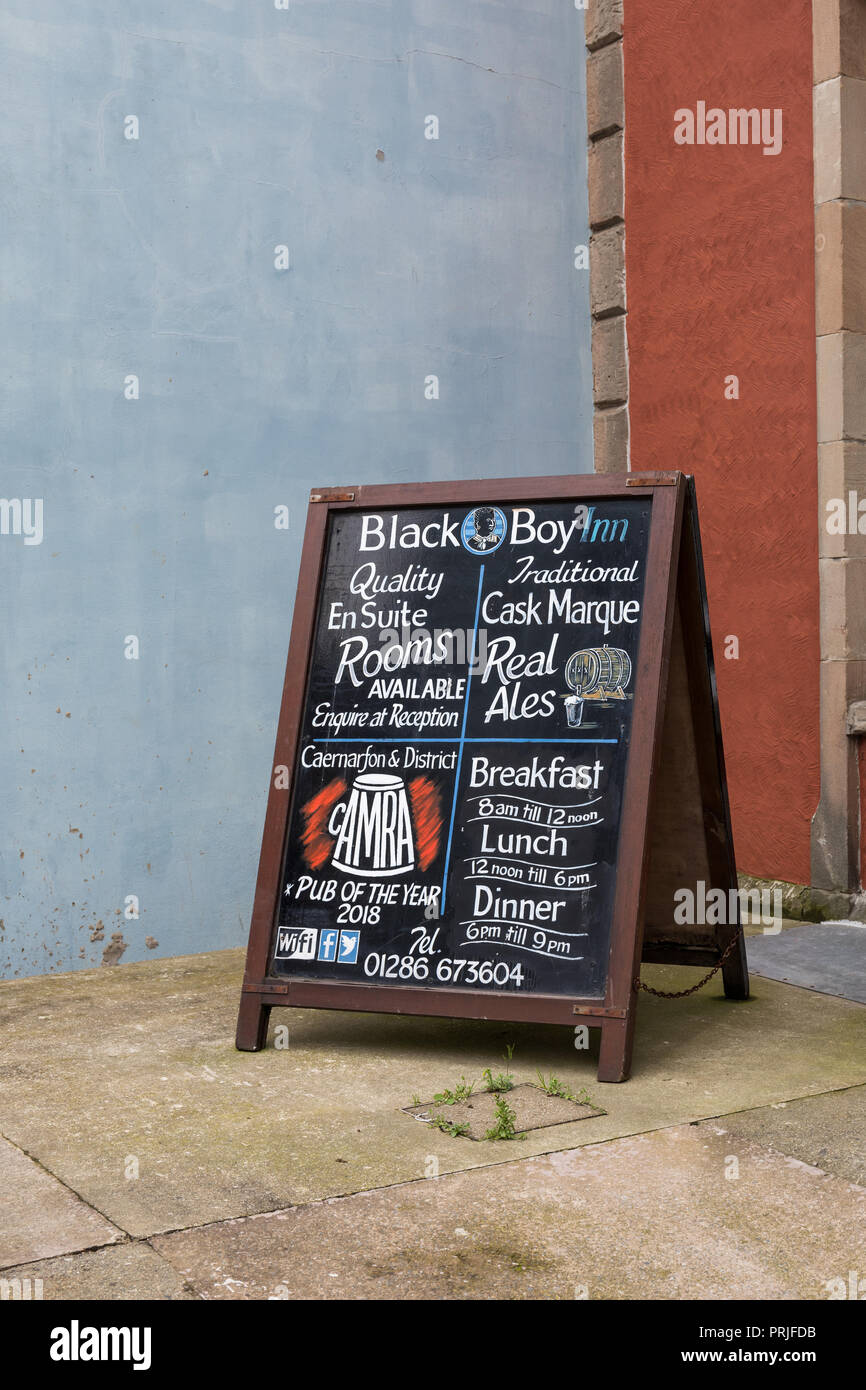 Black Boy Inn sign, Caernarfon, Gwynedd, Wales Stock Photo - Alamy