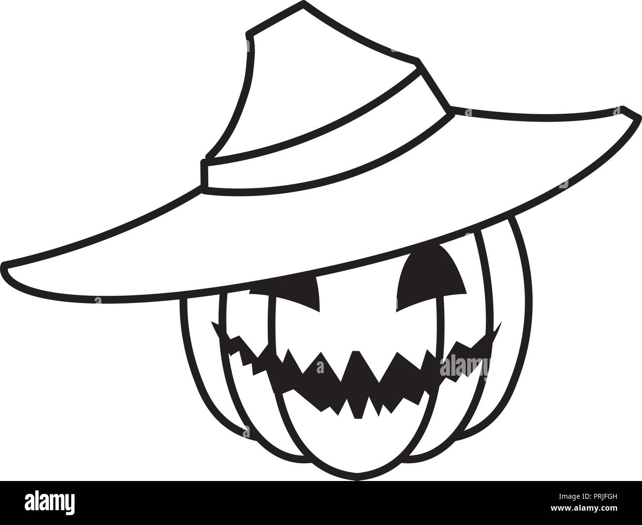happy halloween pumpkin with straw hat vector illustration design Stock ...