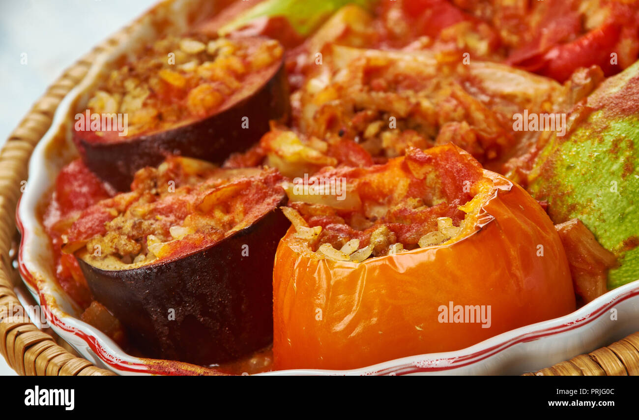 Tajin Mahshi - Mixed Stuffed Vegetables, Libyan Food Stock Photo - Alamy