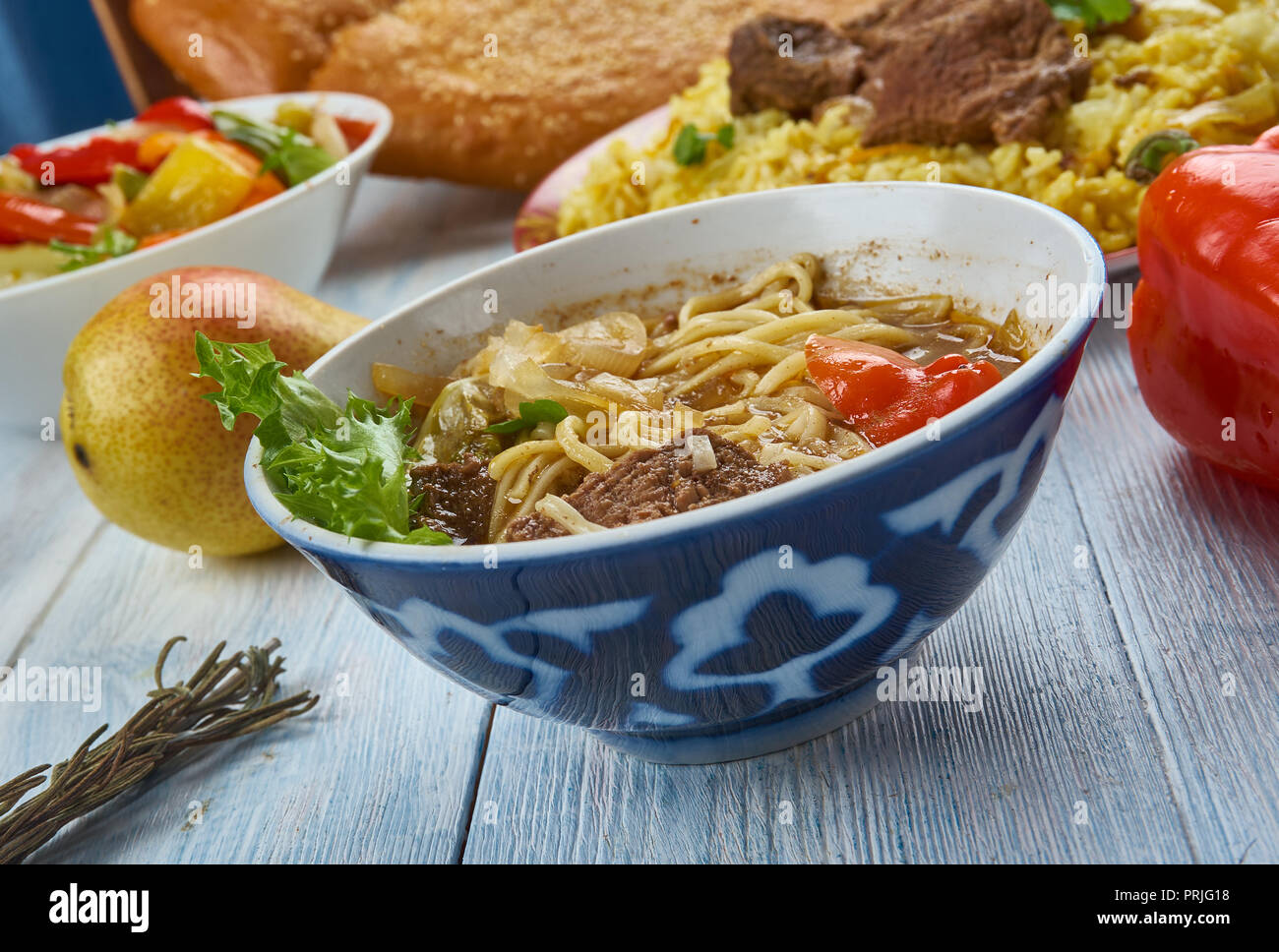 Xinjiang-style noodle soup, Uyghur cuisine, Asia Traditional assorted ...