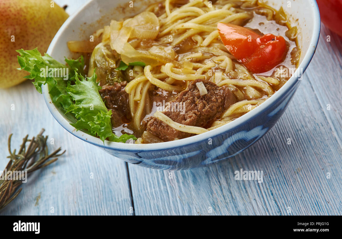 Xinjiang-style noodle soup, Uyghur cuisine, Asia Traditional assorted ...