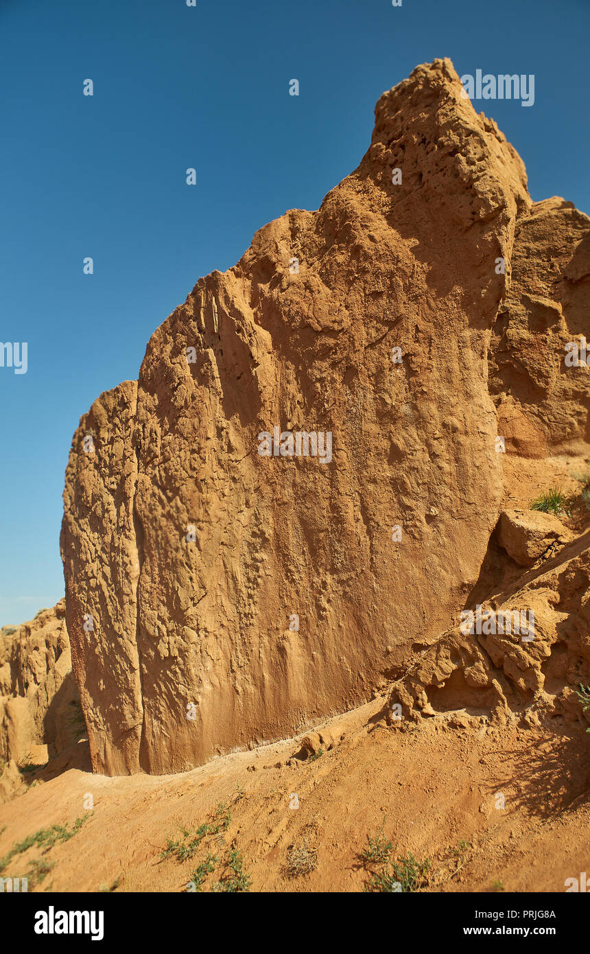 Fairy Tale Canyon, rock formations on the Issyk-Kul lake. Kyrgyzstan ...