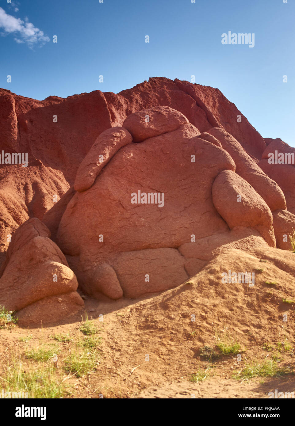 Fairy Tale Canyon, rock formations on the Issyk-Kul lake. Kyrgyzstan ...