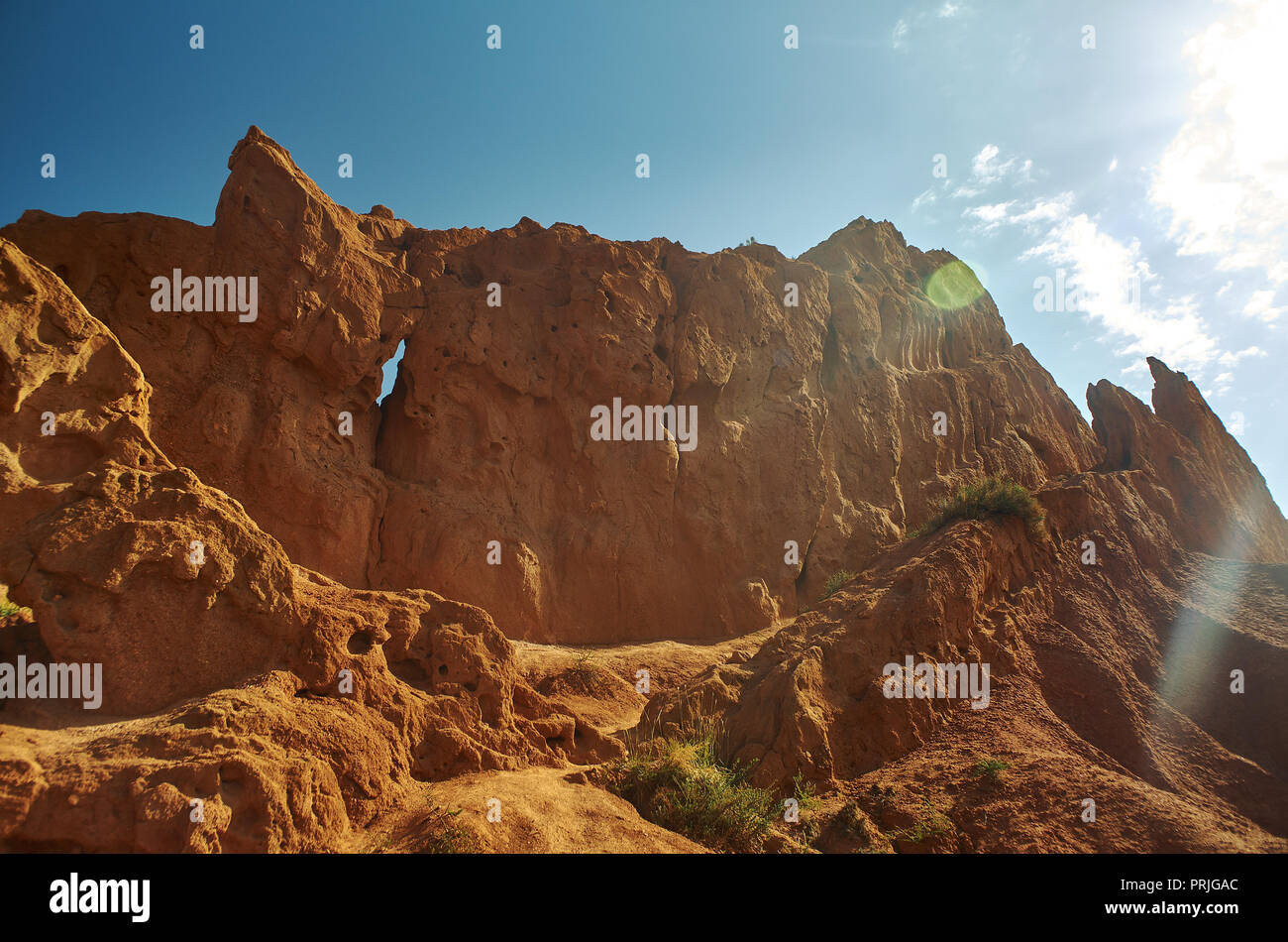 Fairy Tale Canyon, rock formations on the Issyk-Kul lake. Kyrgyzstan ...